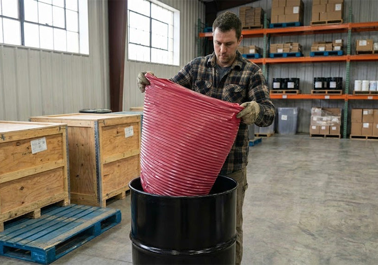 55 Gallon Anti-Static Drum Liner | Accordion Style 15 Mil HDPE (Pink ...