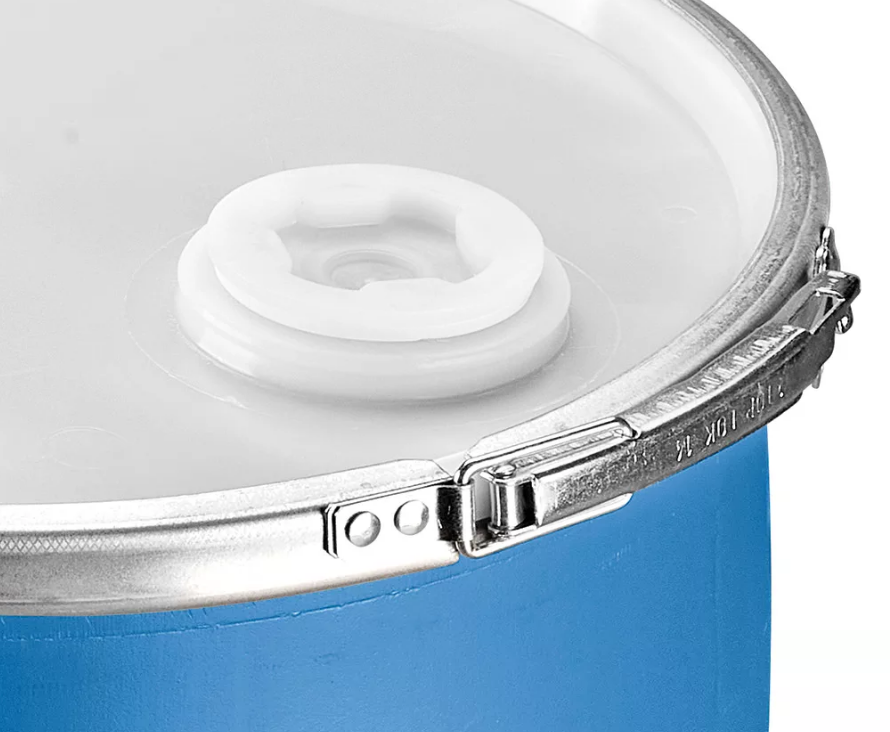 Plastic Drum with Lid - 15 Gallon, Open Top, Blue - SCI Containers